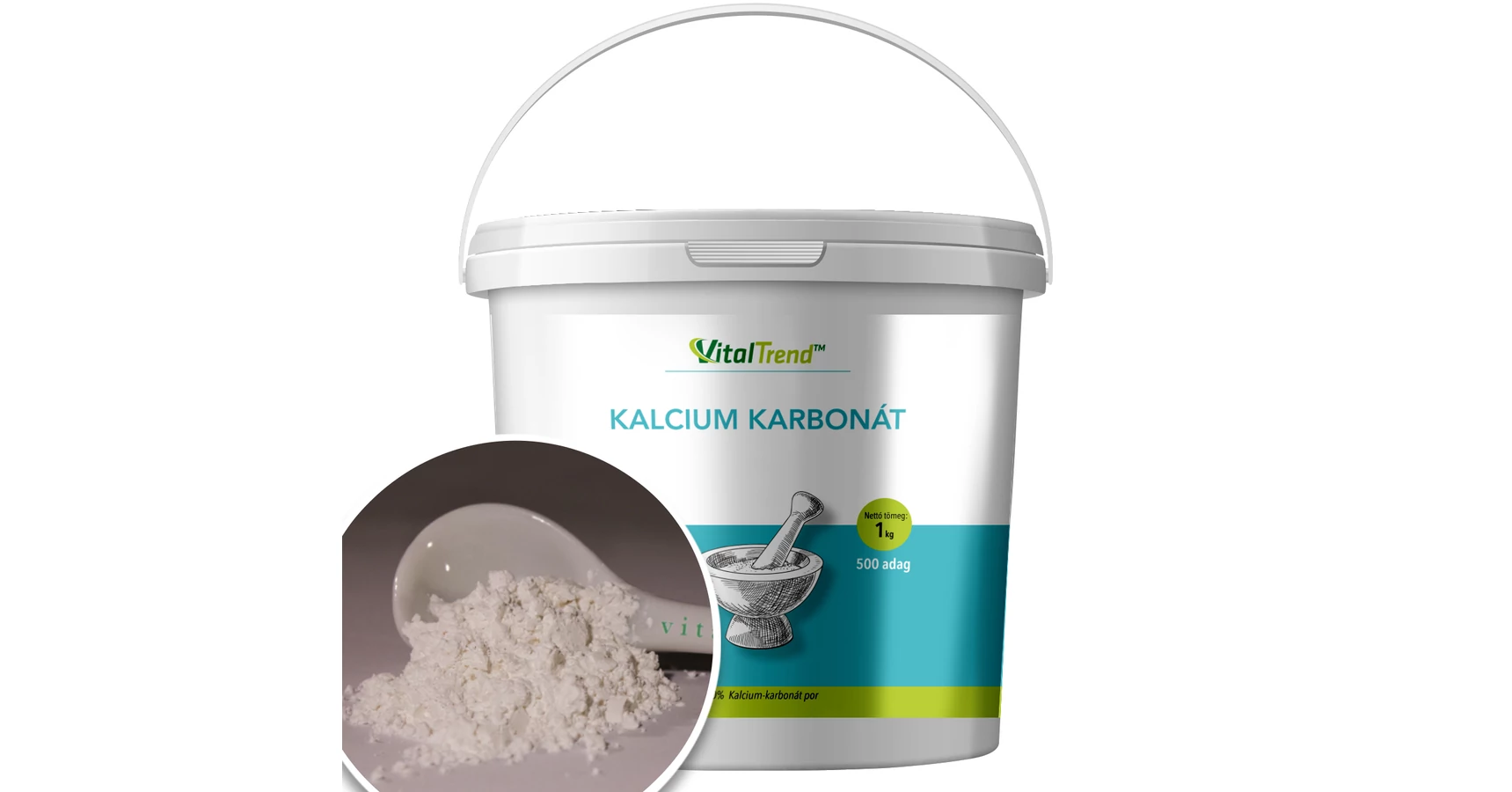 Kalcium-karbonát por 100% – természetes kalciumforrás, 1 kg